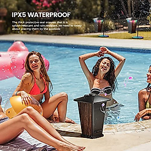 80W Outdoor Bluetooth Speaker Waterproof, True Wireless Stereo Sound with Punchy Bass, Multi-Connect up to 100 Speakers, 4 Adjustable Modes Beat-Driven Lights, Party/Patio/Pool Side/Beach, 2 Pack
