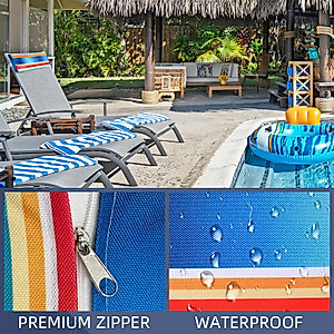 Rasugarlary Outdoor Pillow for Chaise Lounge Chair, 2 Pack Lounge Chair Pillows with Adjustable Strap Longue Head Pillow Headrest Pillows for Patio Backyard Beach Pool Garden Recliner(Color Stripes A)