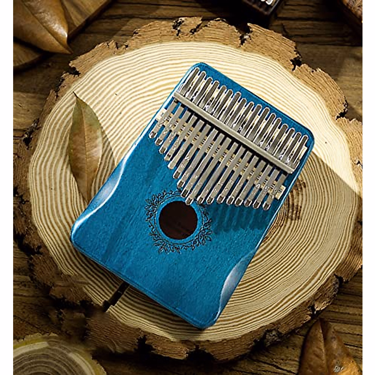 2022 New 17 Keys Kalimba Thumb Piano Mini thumb piano Finger piano，LightSeaGreen，Butterflies love flowers