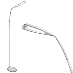 OttLite LED Standing Floor Lamp with Adjustable Flex Neck - Dimmable with 3 Brightness Levels & Energy Efficient Natural Daylight LEDs - Stable Base for Living Room, Dorm, Bedroom, Office & Workshop
