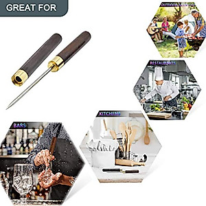 Ice Picks in Gift Box - Premium Stainless Steel Ice Picks Kitchen Tool with Wooden Handle Safety Cover Portable for Bars Restaurant Home Bartender Picnics Camping, 1PCS (EbonyWood 9")