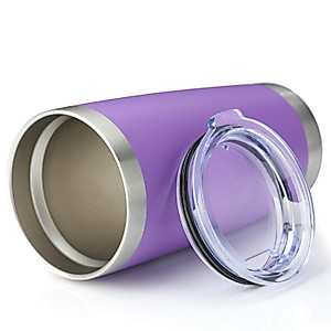 MEWAY 20oz Tumbler Cup Double Wall Vacuum Insulated Travel Mug Bulk, Stainless Steel Tumblers with Lid and Straw, Durable Powder Coated Coffee Cups for Cold & Hot Drinks (Purple, 1)