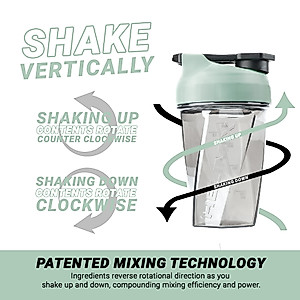 HELIMIX 1.5 Vortex Blender Shaker Bottle Holds Upto 20oz | No Blending Ball or Whisk | USA Made | Portable Pre Workout Whey Protein Drink Shaker Cup | Mixes Cocktails Smoothies Shakes | Top Rack Safe