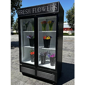 Commercial Flower Display Refrigerator Floral Fridge,Glass Door Flower Merchandiser Beverage Drink Cooler with LED Light Adjustable Shelves,ETL and NSF Approval,42.5Cu Ft,47.2" Wide,Hinge
