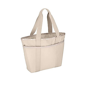 LeSportsac Driftwood Everyday Zip Tote Handbag/Travel Bag, Style 3867/Color R082, Neutral Buff Color, Favorite Lightweight Ripstop Nylon in New Environmentally Conscious Recycled Material