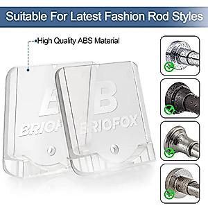 BRIOFOX Shower Curtain Rod Holder【Upgrade Design】3M Adhesive Heat Resistant Waterproof Max Load 60 lbs Shower Rod Retainer for Wall, 2 Pack(Rod Not Included) (Transparent)