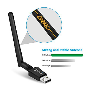 UPTOU 600Mbps USB WiFi Adapter,Dual Band 2.4/5GHz 802.11 ac Wireless Network Adapter for PC,2dBi Antenna WiFi Dongle Supports Windows 10/8/8.1/7/Vista/XP,Mac OS