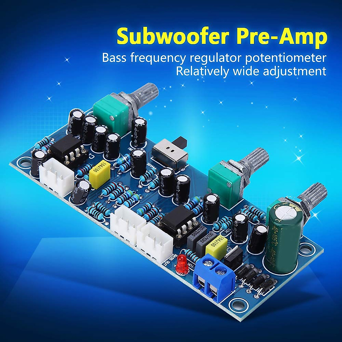Garosa Preamp Board Digital Tuning Preamp Tone Board 2.1 Channel Subwoofer PreAmp Low Pass Filter Preamp Audio Processor Preamplifier Circuit Board