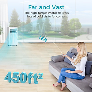 COWSAR 10,000 BTU Portable Air Conditioners, Portable AC Unit Cools Up to 450 Sq.ft with Remote, 4 Modes Room Air Conditioners with Digital Display/Swivel Wheels/Installation Kits/24H Timer, White