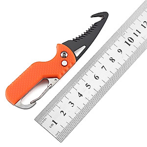 YISIDA 2 PACK Mini Folding Keychain Knife, Box/Seatbelt Cutter, Portable Rescue Knife, Orange and Black, 4.3 inch