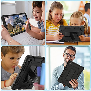 Rantice Samsung Galaxy Tab A7 Lite Case with Kickstand, Shockproof Rugged Case for Kids 8.7 Inch 2021 Tablet A7 Lite (SM-T220/T225), Black