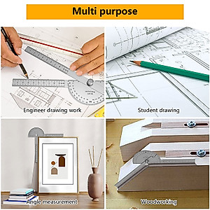 ForoGore Stainless Steel Protractor 180 Degrees Two Arm Ruler Adjustable Angle Protractor Woodworking Ruler Craftsman Angle Measure Tool (10 cm/ 3.94 Inch)