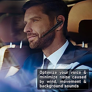 Mosonnytee Bluetooth Headset Noise Cancelling Bluetooth earpiece for Cell Phone handsfree, Single Ear Bluetooth Headset one Button Bluetooth Wireless earpiece for iPhone 10Hrs Usage (White)