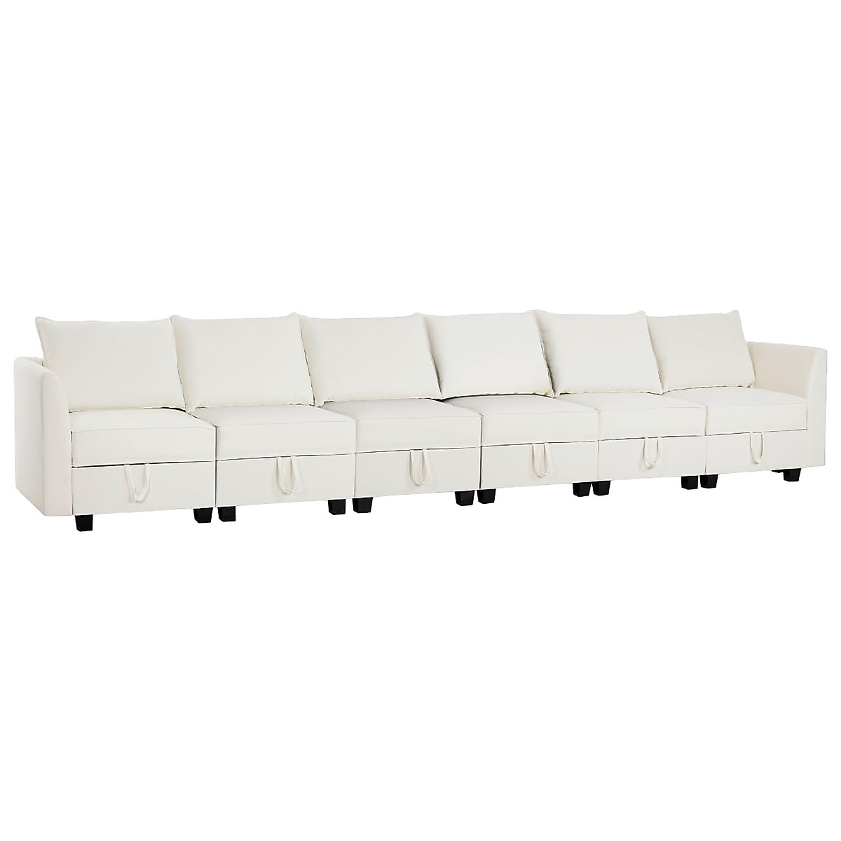 Naomi Home Elizabeth Modern DIY Collection - Convertible Modular Sectional Sofa - Ultimate Sofa Experience - Linen Sofa Couch for Living Room, Apartment, Office - 6 Piece Modular Sectional - White
