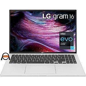 LG Gram Ultra-Lightweight Laptop, Evo i7-1165G7, 16" WQXGA (2560 x 1600) IPS 16:10 Display, DCI-P3 99%, 22 Hr Battery Life, Wi-Fi 6, Thunderbolt 4, Free Upto Win 11 (16GB RAM | 512GB SSD)