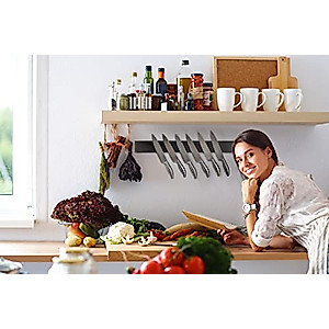 SUMPRI Magnetic Knife Holder for Wall (16Inch -Stainless Steel) Magnet Knife Strip -Strong Powerful Knife Rack Storage Display Organizer-Securely Hang Your Knives On a Multipurpose Kitchen Bar (Black)