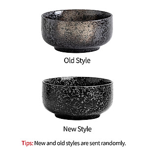 Kanwone Ceramic Bowls - 32 Ounce Bowl Set for Cereal, Salad, Noodle and Soup, Japanese Noodle Bowls - Set of 4, Black, Microwave and Dishwasher Safe