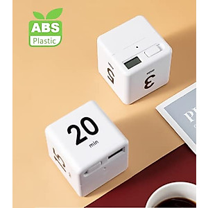 Feilifan Cube Timer, Time Cube Timer Kitchen Timer Kids Timer for ADHD Productivity Workout Flip Timer Classroom for StudyTime Countdown Management Settings 15 20 30 60 Minutes-White