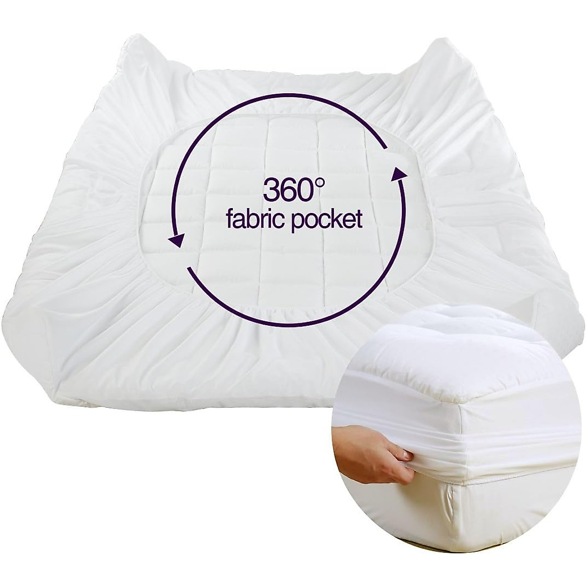 Full Size- 1 Piece 850 GSM Down Alternative 3 Inch Thick Upto 25" Deep Pocket Fitted Mattress Topper Protector Extra Soft Comfortable Sleep for All Season- Full(54X75 Inche), White