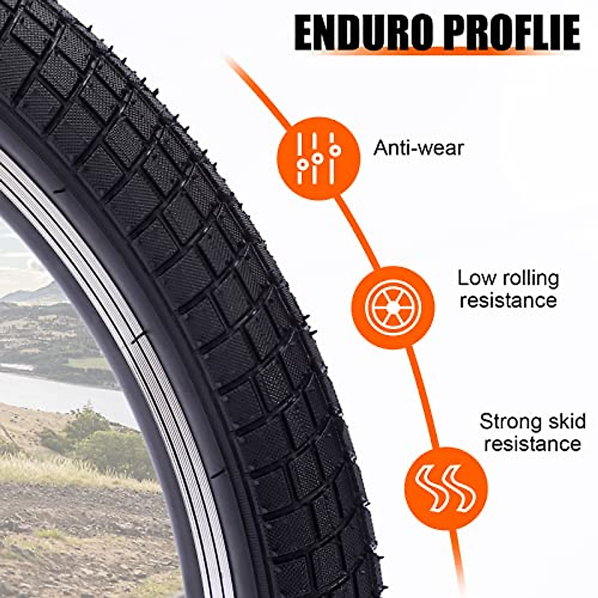 WEEROCK 20 Inch Bike Tire Folding Bead Replacement Tyre 20 * 2.125 for Child Bike Kids Bike BMX Mountain Bicycle MTB, Black