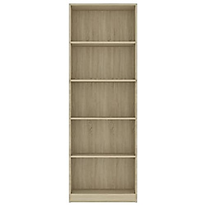 YUHI-HQYD 5-Tier Book Cabinet,Multifunctional Shelving,Flower Shelf,Modern Display Shelf,Robust and Stable,Easy to Clean,Can Hold Photo Frames,Trophies, Sonoma Oak 23.6"x9.4"x68.9" Engineered Wood