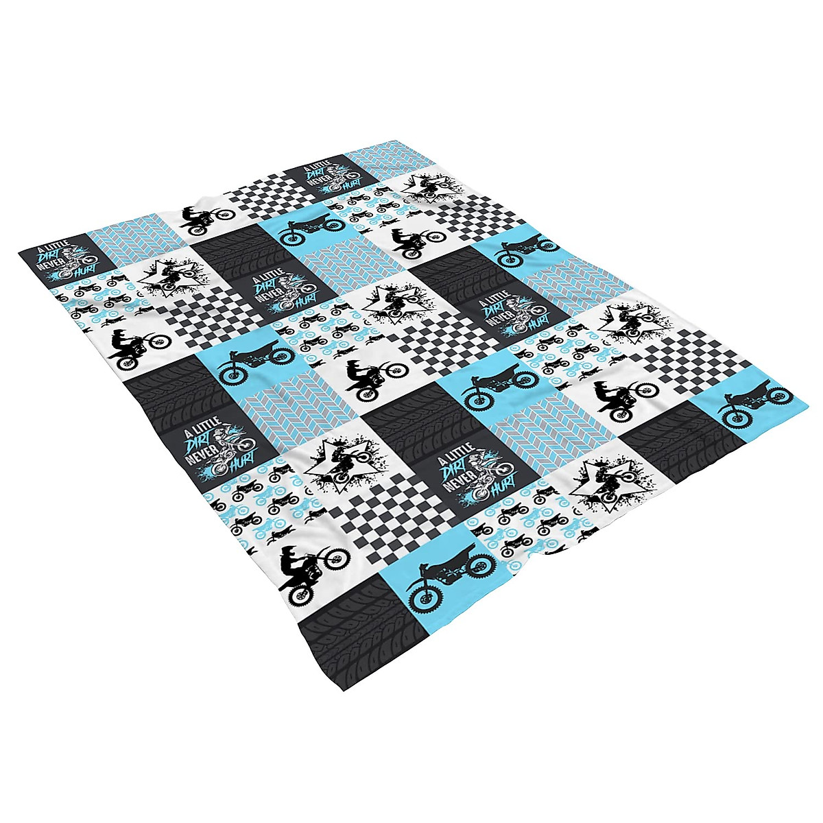Motocross Blanket, Motocross Baby Boy Blanket, Dirt Bike Baby Blanket, Aqua Blue, Grey, Black, Dirt Bike Motocross Nursery, Blanket, Super Soft Plush Blanket for Kids for Kids, Crib