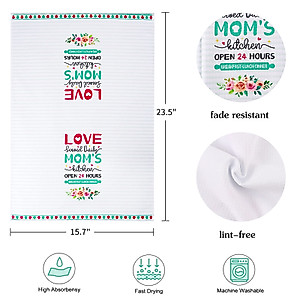 WaaHome Mom Kitchen Towel, Mothers Day Mom Gifts from Daughter Son, Funny Mom Dish Towel Dishcloth Hand Towels for Mom's Kitchen, Mothers Day Birthday Gifts for Mom from Daughter Son Kids