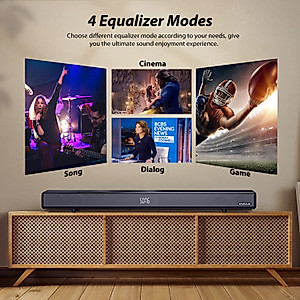 Sound Bars for TV, KMOUK Sound Bar with Built-in Dual Subwoofers, Soundbar with 6 Speakers, 4 Equalizer Mode Bluetooth 5.0, HDMI ARC/Optical/AUX Connection, 100W Soundbar 2.1 with Bass