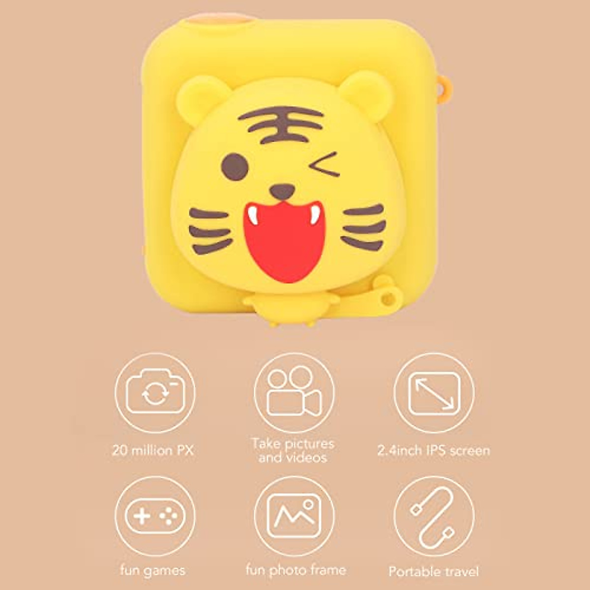 Oumefar Kid Camera Digital, 720P Video Resolution Cute Cartoon Multi Function Kids Camera for Girls for Birthday Gift for Outdoor for Home Digitalcamera