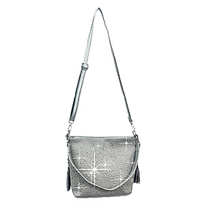 Zzfab Star Sparkling Rhinestones Crossbody Bag Pewter