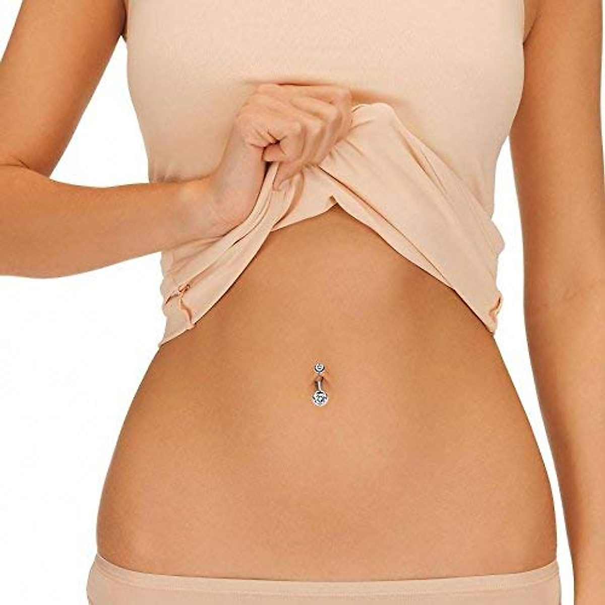 CrazyPiercing 10PCS 316L Surgical Grade Steel Rhinestone Belly Button Navel Ring Bar 23x8mm