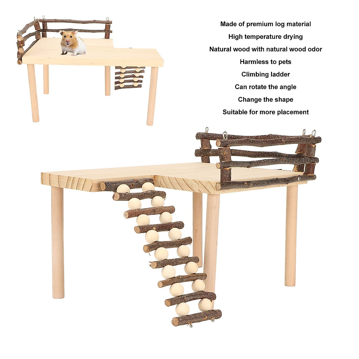 Zerodis Hamster Climb, Multipurpose Hamster Playing Hamster Bridge Rodents Chew Toy for Hamsters Chinchillas Guinea Pig Ferret Reptile