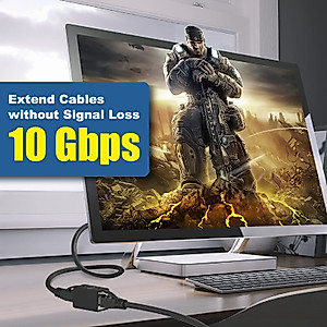 VCELINK RJ45 Inline Coupler, Ethernet Cable Extender for Cat7/Cat6A/Cat6/Cat5 Cable 10Gbps, Shielded Network Coupler Female to Female 2-Pack, Black