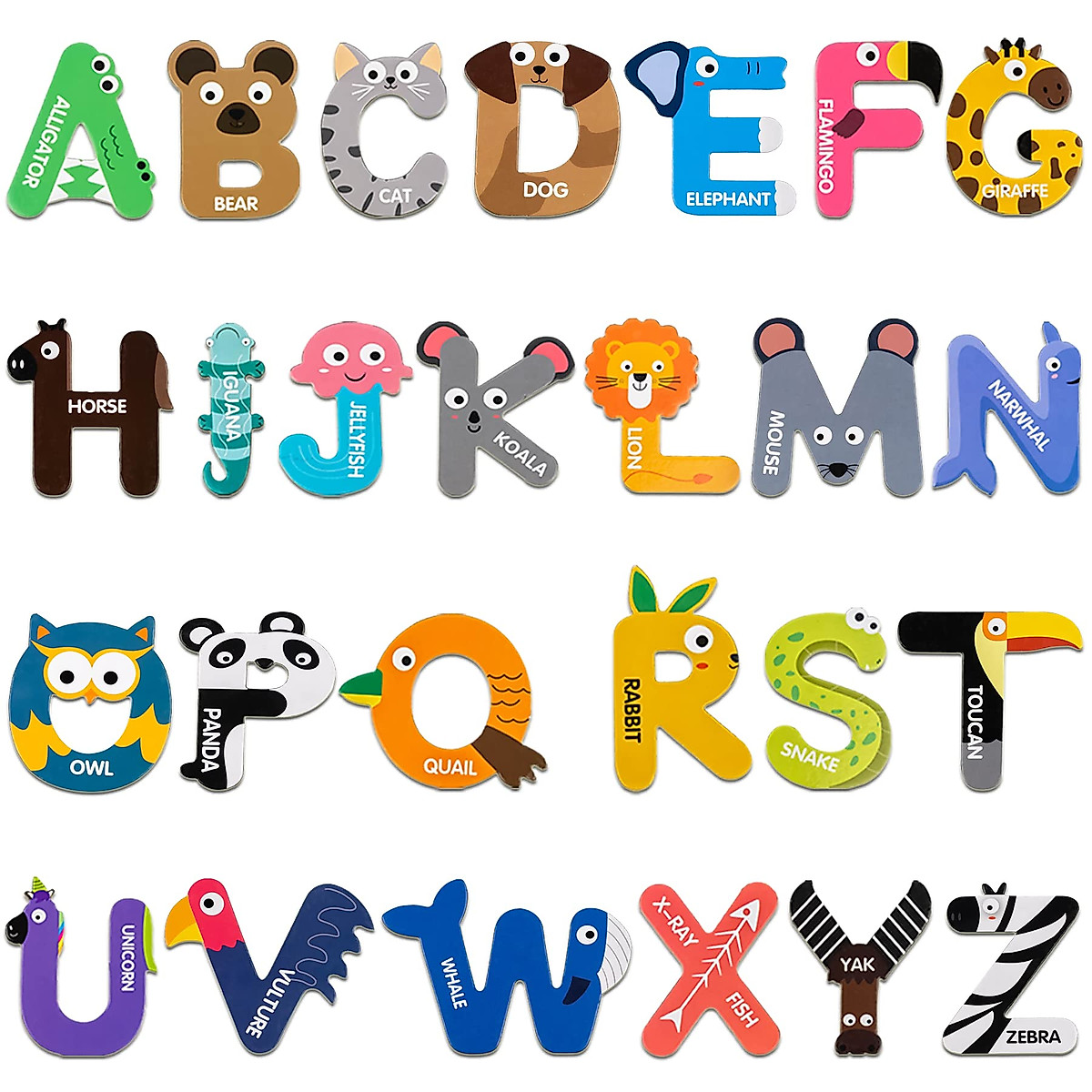 ABCaptain Refrigerator Animal Alphabet Magnets Magnetic Letters Toy, Large ABC Uppercase Preschool Educational Spelling Fridge Game Gift for Kids Toddlers Boys & Girls Ages 3 4 5 (26Pcs)