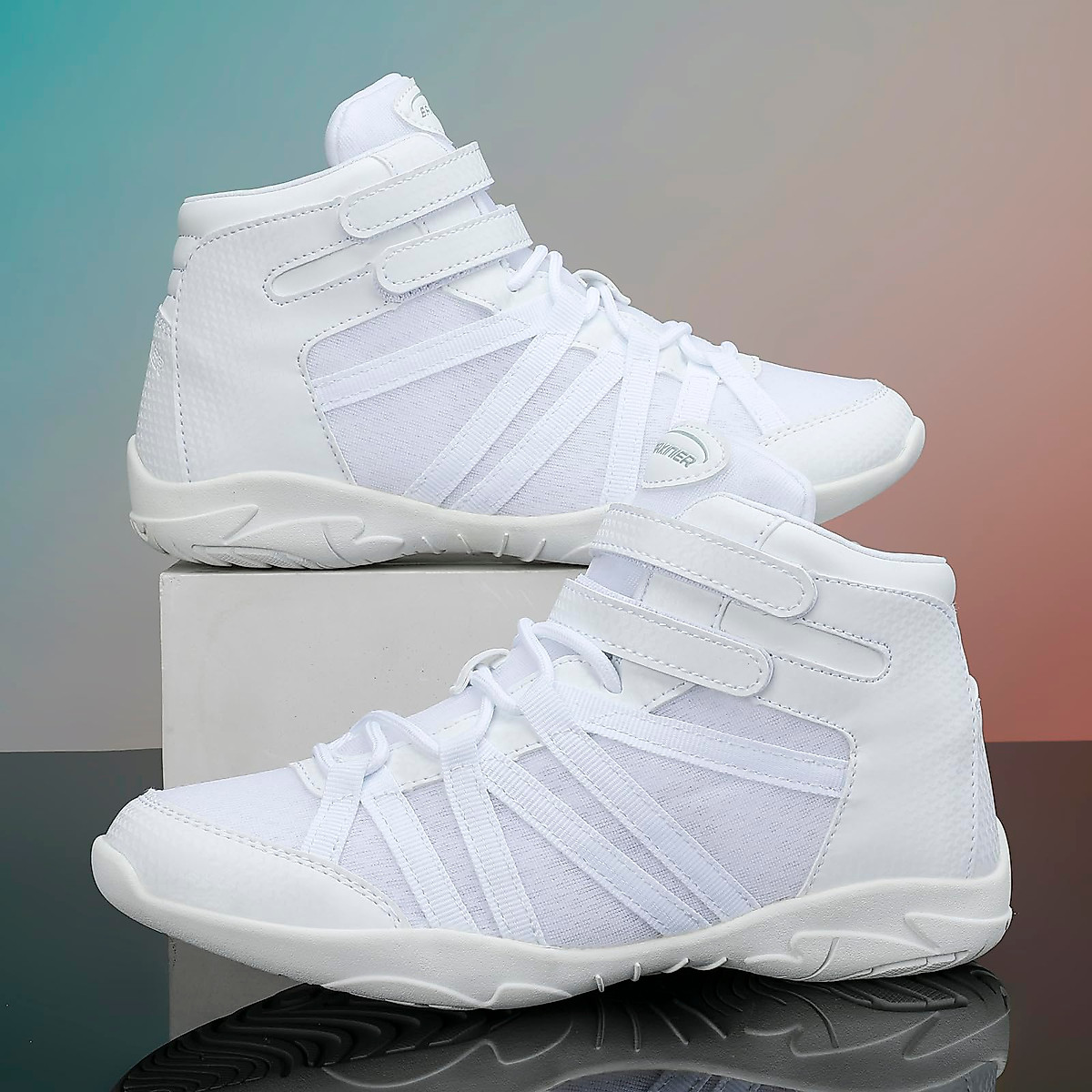 FUQIAO Girls High Top White Cheerleading Shoes Lightweight Cheer Sneakers
