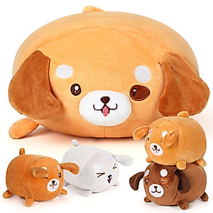 15'' Corgi Dog Plush Toy Pillow - 5pcs Children Dog Plush Toys with 4 Baby Plush Toys in The Belly, Suitable for Stuffed Plush Gifts for Boys and Girls On Children Birthdays and Christmas