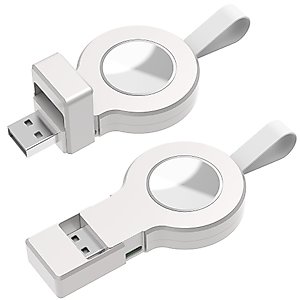 2 Pack Wireless Chargers Compatible for Apple Watch Portable USB Magnetic iWatch Charger,Travel Cordless Charger Fast Charging for Apple Watch Series 6/5/4/3/2/1/SE 44mm 42mm 40mm 38mm(White)