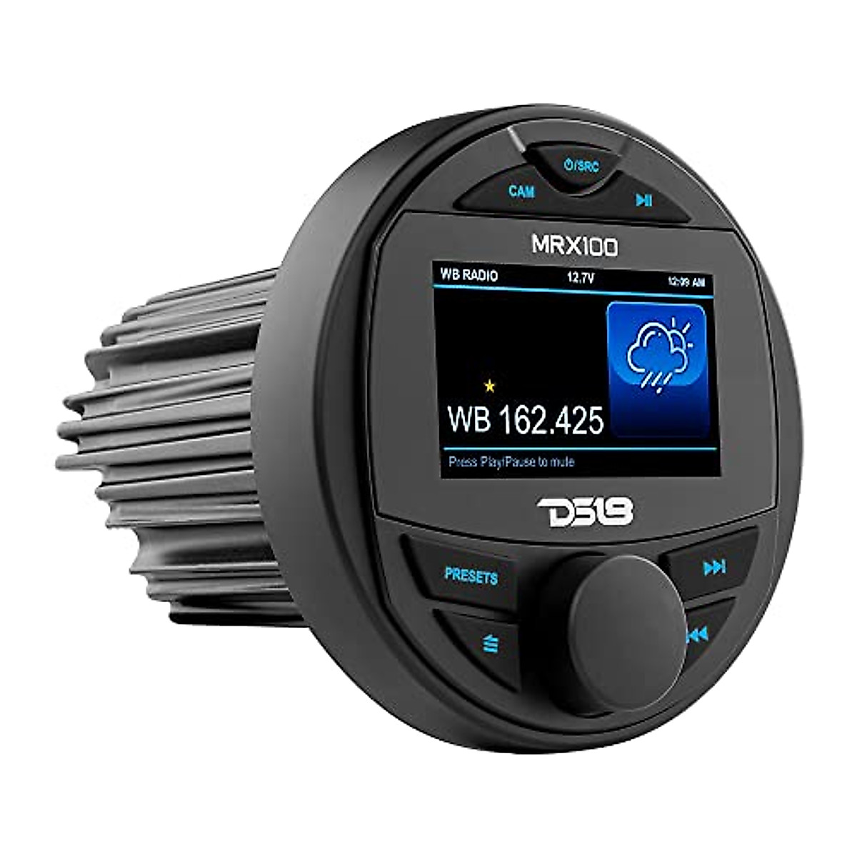 DS18 MRX100 Marine Boat Head Unit - 2 Zones, 4 Volts Output, RDS 4X40 Watts, TFT Video Screen, No CD Player, Bluetooth Audio, IPX6 Rated, USB, MP3, AM/FM Radio Receiver