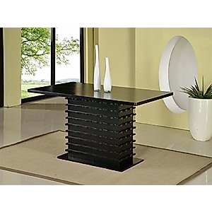 King's Brand Black Finish Wood Wave Design Dining Room Kitchen Table