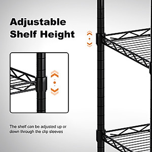 Txxplv 5-Tier Storage Shelves Wire Shelving Unit Adjustable Metal Shelf Organizer Unit for Kitchen Laundry Garage (Black)