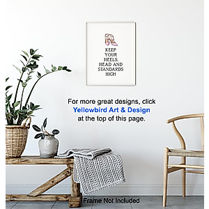 Designer Shoes Art Print - Inspirational Quotes Wall Art - Glam Wall Decor Motivational Gifts for Women - High Fashion Design - Luxury Room Decoration - Bathroom, Living Room, Girls Teens Bedroom