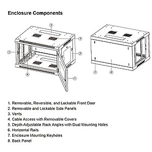 CyberPower Carbon CR6U61001 6U Wall Mount Rack Enclosure