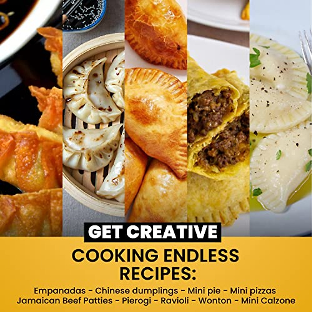 Machika Empanada Maker Press | Empanada Maker With Crimped Edges | Food Safe Empanada Dough Press | Set of 4 Sizes Included 3” | 4” | 5”| 6'' |