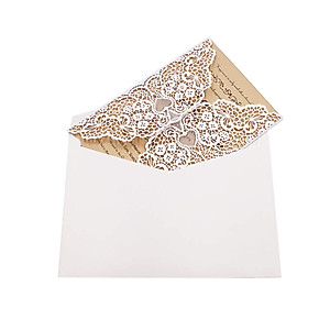 FOMTOR Laser Cut Invitations Kit 40 Packs Laser Cut Wedding Invitations with Envelopes and Inside Cards for Wedding,Birthday Parties,Baby Shower, Graduation (White)