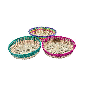 Mexican Tortilla Basket Set - Large Tortilla Warmer 8 inches - Vibrant Tortilla Holder, Pancake Warmer, Taco Keeper - Authentic Tortillero Set for Kitchen, Party Mexican Décor (3, 1/2 Kg)