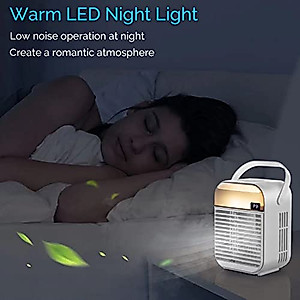 TOCOOL Portable Air Conditioner Fan, Mini Evaporative Cooler, Personal Air Conditioner Small Air Cooler Quiet Desk Fan Humidifier Misting Fan for Small Room Bedroom Home Office, White, ‎AF1