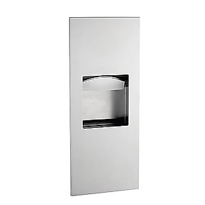 BOBRICK 36903 TrimLineSeries Stainless Steel Recessed Paper Towel Dispenser with 1.6-Gallon Waste Receptacle