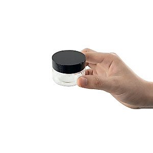 1 oz Plastic Pot Jars Round Clear Leak Plastic Cosmetic Container Jars with Black Lids 20 Pcs, for Cosmetic, Lotion, Cream, Eye shadow.