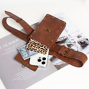 Belt Pouch Waist Bag Fanny Pack Steampunk Phone Holder Medieval Bag Leather Belt Renaissance Cosplay Costume Accessories (1-Brown)