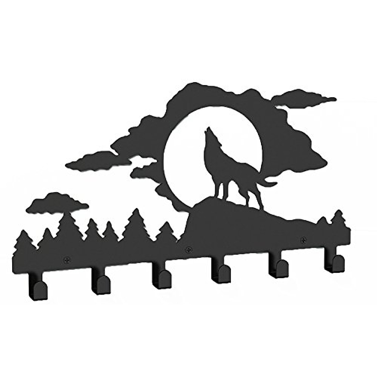 Wander Agio Wolf Moon Metal Wall Mounted Bag Hanger Coat Rack Clothing Hooks Hanging Racks Black